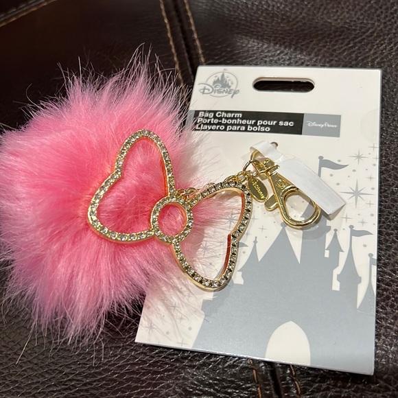 Disney | Accessories | Nwt Disney Minnie Mouse Pink Puff Bow Bag Charm ...
